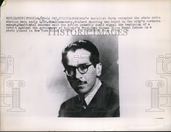 1959 Press Photo Presiident Herman Siles Zuazo of Bolivia as Unrest ...