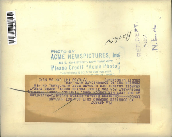 1938 Press Photo Countess Barbara Hutton Haugwitz-Reventlow as she left ...