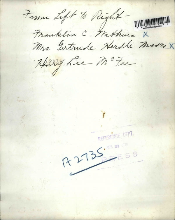 1939 Press Photo F.C. Natkins, G.H. Moore and H.L McFee pose for ...