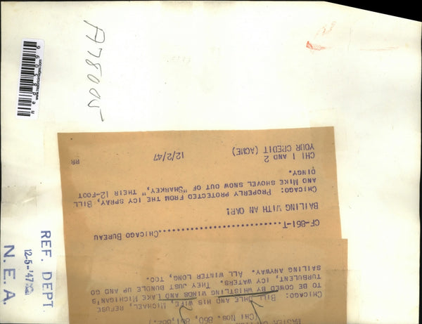 1947 Press Photo Bill Uhle & Wife Michael Shovel Snow from Dingy Boat ...