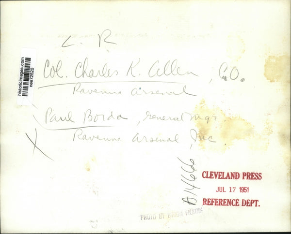 1951 Press Photo Colonel Charles R Allen and Paul Borda of the Ravenna ...