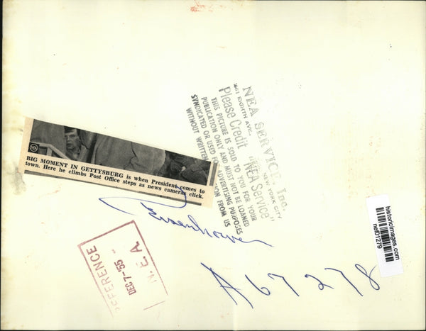 1955 Press Photo President Eisenhower at Gettysburg Post Office ...