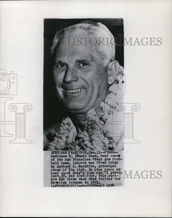 1954 Press Photo Lawrence T. (Buck) Shaw of San Francisco 49ers ...