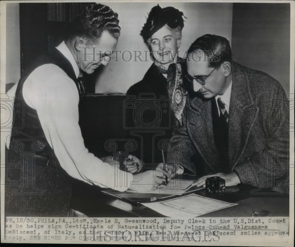 1948 Press Photo Prince Conrad Valgueners at Philadelphia District ...