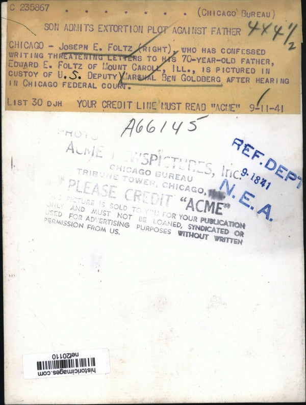 1941 Press Photo Joseph E. Foltz After Chicago Federal Court Hearing ...