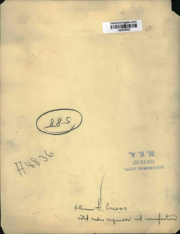 1927 Press Photo William Priess Radio Engineer and Manufacturer ...