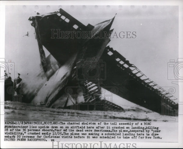 1955 Press Photo BOAC Stratocruiser After Crash Landing, Scotland ...
