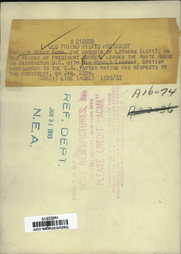 1933 Press Photo Philip Henry Kerr and Sir Ronald Lindsay visit ...