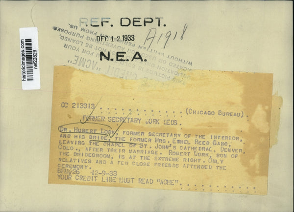 1933 Press Photo Dr.Hubert Work former Sec. of the Interior and his ...