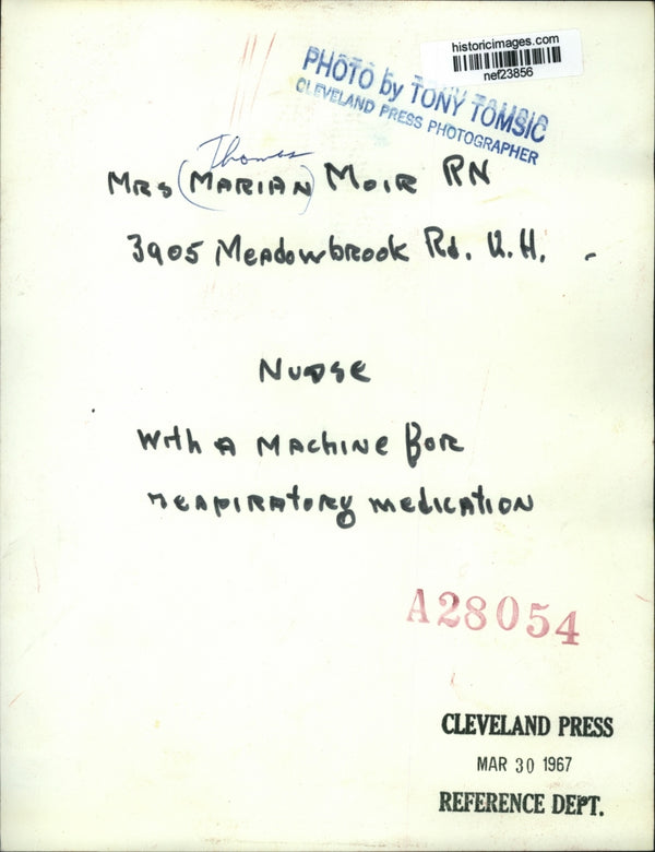 1967 Press Photo Mrs Marian Moir Registered Nurse - nef23856 - Historic ...