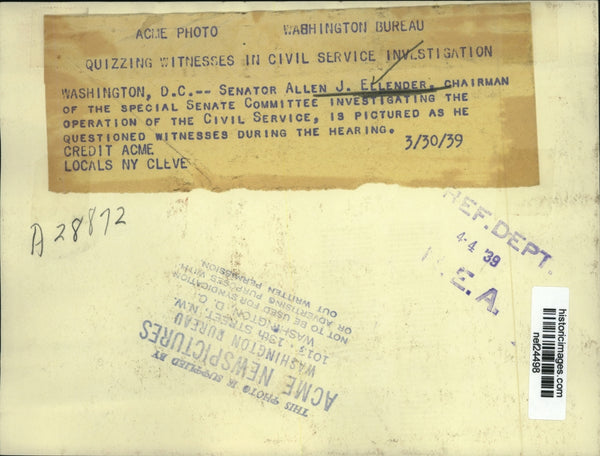 1939 Press Photo Sen.Allen J.Ellender investigate the Operation of ...