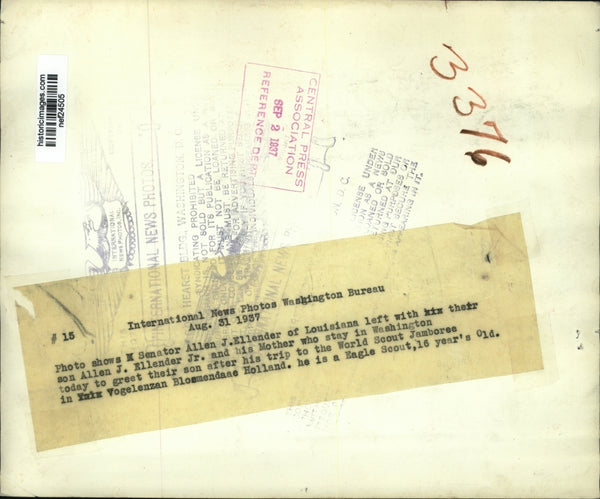 1937 Press Photo Senator Allen Ellender with Family after Scout ...