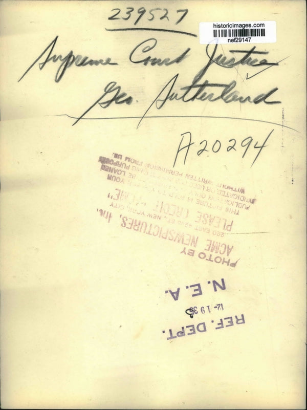 1935 Press Photo U.S. Supreme Court Justice George Sutherland ...