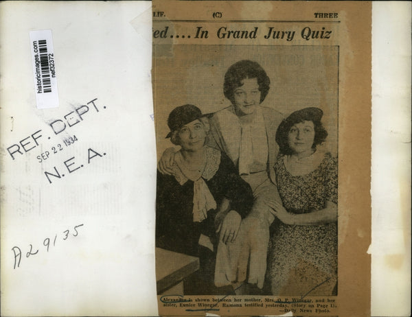 1934 Press Photo Ramona Alexander, Mother Mrs. O.P. Winegar, Sister ...