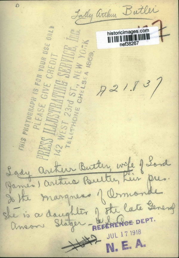 1918 Press Photo Lady Arthur Butler Daughter of the Late General Anson ...