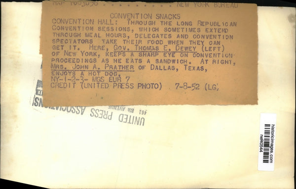 1952 Press Photo Thomas E. Dewey, Mrs. John A. Prather at Republican ...