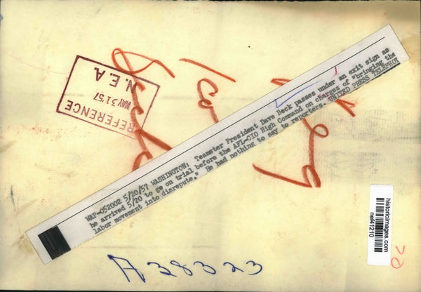 1957 Press Photo Dave Beck at AFL-CO High Command Trial, Washington, D ...