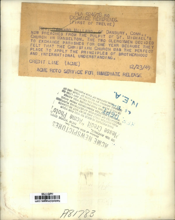 1949 Press Photo Rev Richard Millard Preaches From Pulpit of St ...