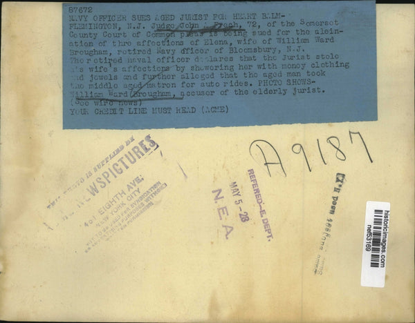 1928 Pres Photo William Brougham Sues Judge John Frech for Affection ...