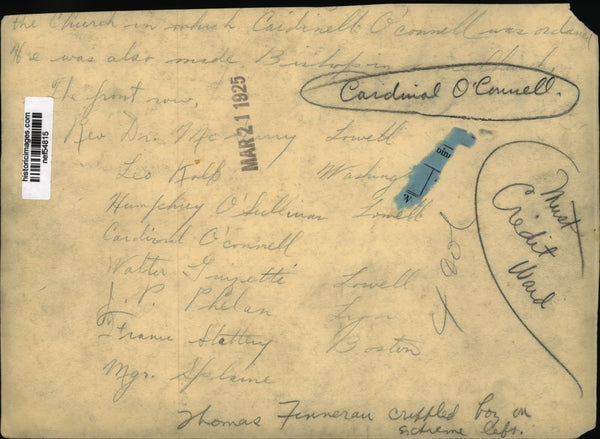 1925 Press Photo Cardinal William Henry O'Connell with Church Members ...