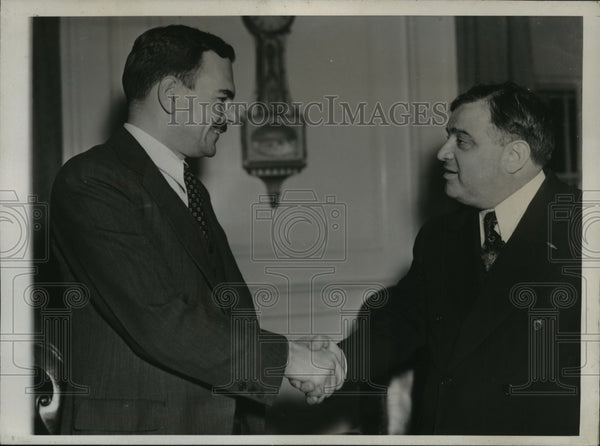 1937 Press Photo Thomas Dewey Greets Mayor Fiorello LaGuardia, New York ...