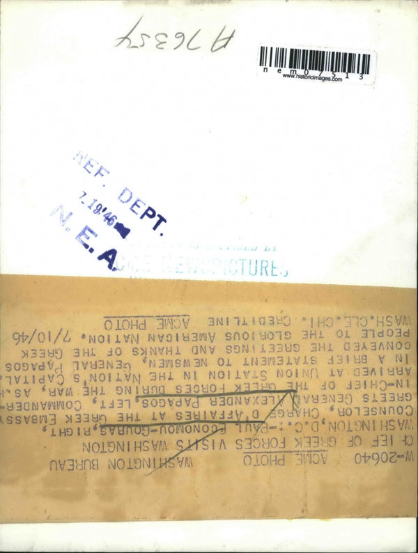 1946 Press Photo P E Gouras,Gen A Papagos of Greece - nem07513 ...