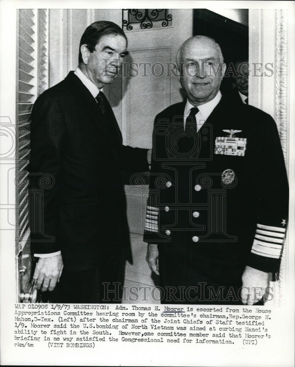 1972 Press Photo Admiral Thomas Moorer Rep George H Mahon of Texas ...