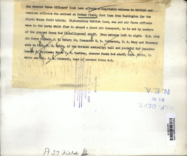 1942 Press Photo Armed Force Officers Club arrived at Godman Field Fort ...