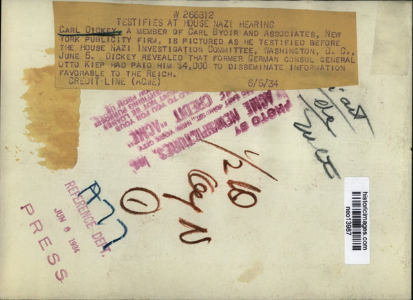 1934 Press Photo Carl Dickey Testifies in House Nazi Investigating ...