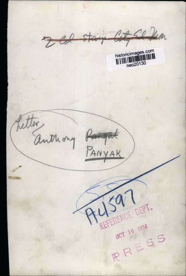 1934 Press Photo Anthony Panyak - neo20130 - Historic Images