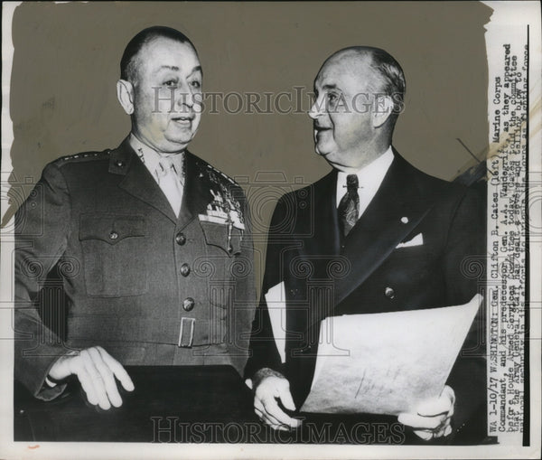 1949 Press Photo Gen Clifton B Cates of Marines & Gen AA Vandegrift in ...