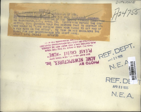 1935 Press Photo General Hugh S Johnson & son Kilbourne at Senate ...