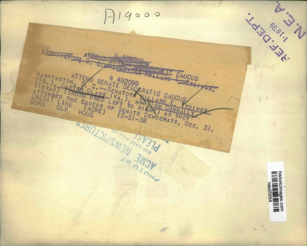 1938 Press Photo Millard Tydings, Carter Glass & Tom Connally at Senate ...