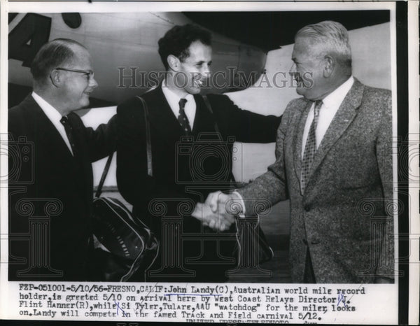 1956 Press Photo Fresno Calif John Landy miler, JF Hanner, Si Tyler ...
