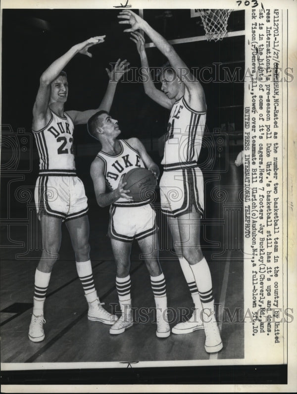 1962 Press Photo Duke Univ Jay Buckley,Jack Tison, Bill Ulrich Durham ...
