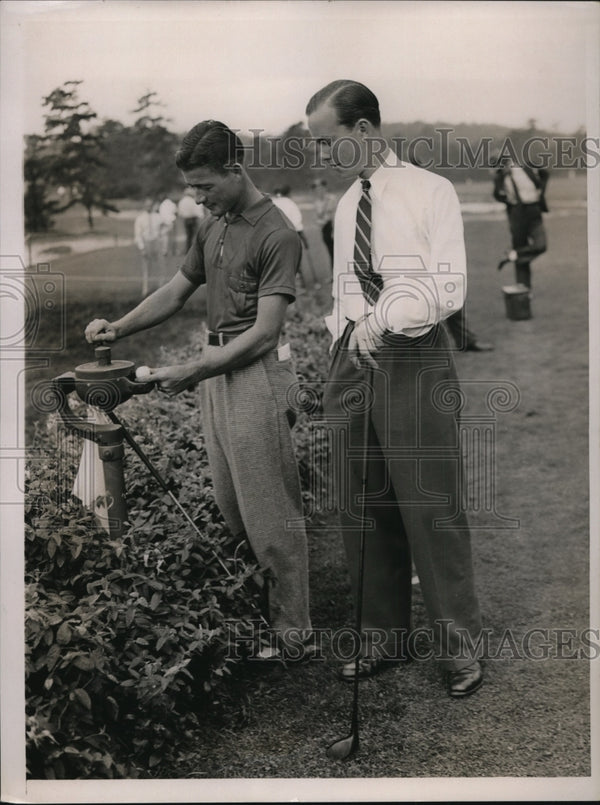 1936 Press Photo US Walker Cup golf Ed White & British JD Langley ...