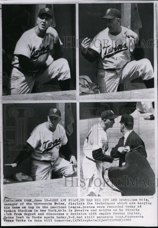 1965 Press Photo Minnesota Twins manager Sam Mele & umpire Nestor ...