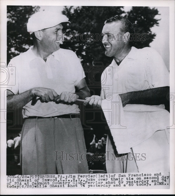 1951 Press Photo Jim Ferrier & Vic Ghezzi at PGA at Oakmont club in PA ...