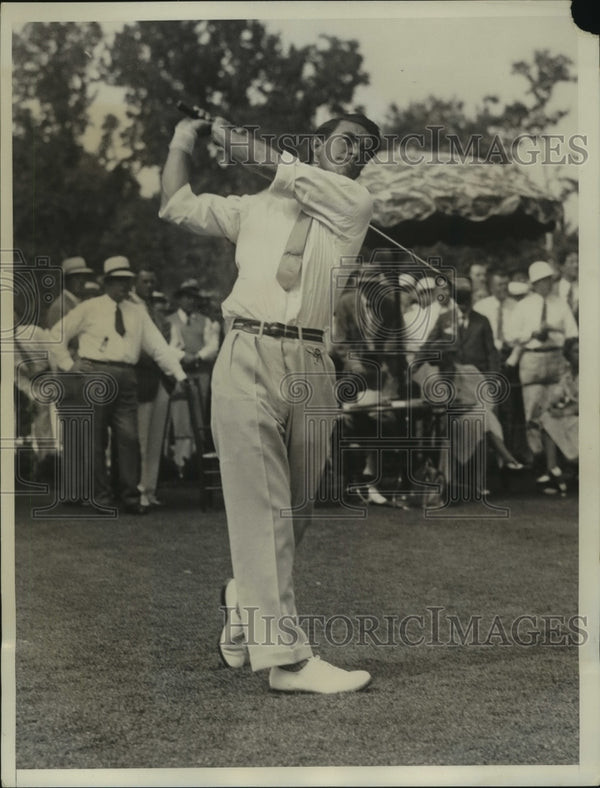 1934 Press Photo Johnny Farrell drives during first round of Open ...