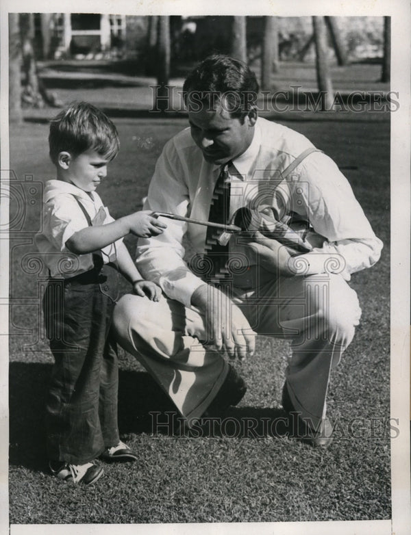 1938 Press Photo Ralph Guldahl & son Ralph Jr at Palm Beach Florida ...