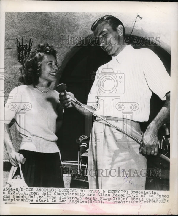 1948 Press Photo Alice Bauer & Marty Furgolf at USGA Championship in LA ...