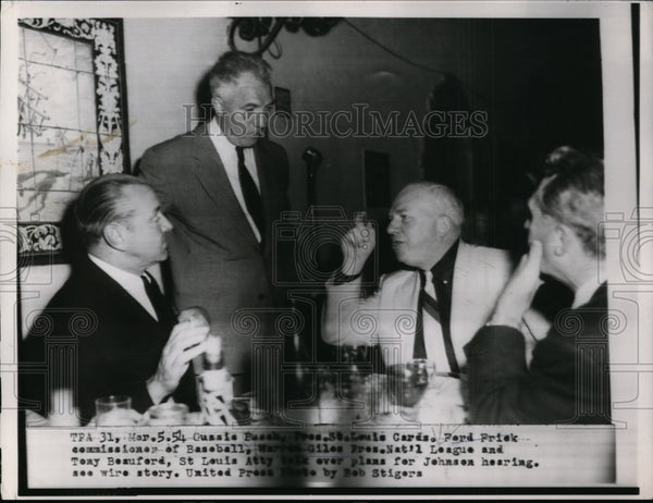 1954 Press Photo Gussie Busch Cardinals president, Ford Frick, Warren ...