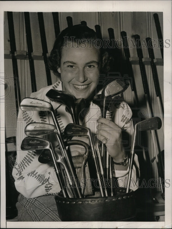 1941 Press Photo Janet Younker at National Golf Championship Brookline ...