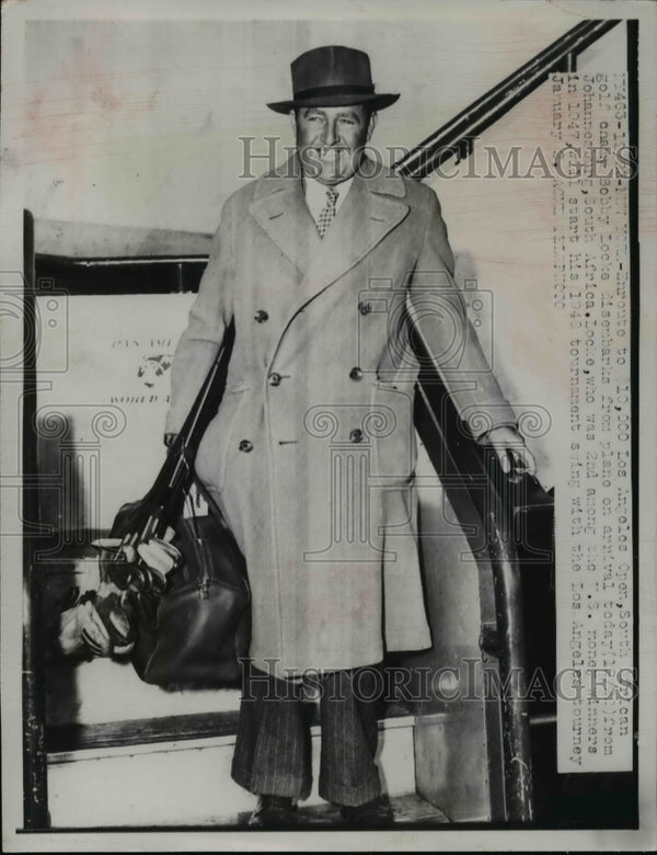 1947 Press Photo Golfer Bobby Locke en route to Los Angeles Open in CA ...