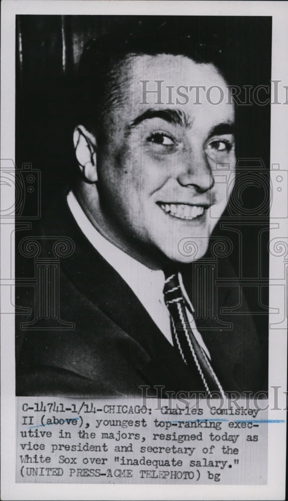 1952 Press Photo Charles Comiskey II resigns at Pres. of White Sox ...