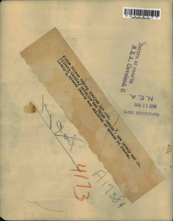 1931 Press Photo Elsie Wilson holding Charles, pictured l to r: Gilbert ...