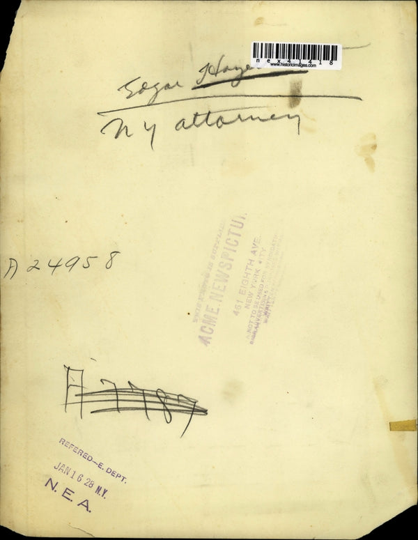 1928 Press Photo New York Attorney Edgar Hagen - Historic Images