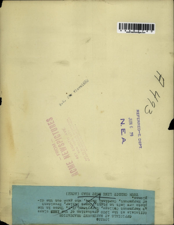 1929 Press Photo Cardinal Hayes & James Butler at Marymount College ...