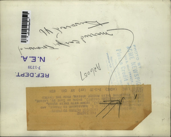 1939 Press Photo William Bullitt US Ambassador to France and Frances ...