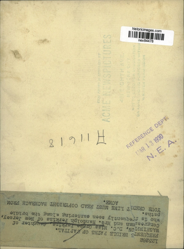 1930 Press Photo Wash DC Grace Perkins daughter of Congressman of NJ ...